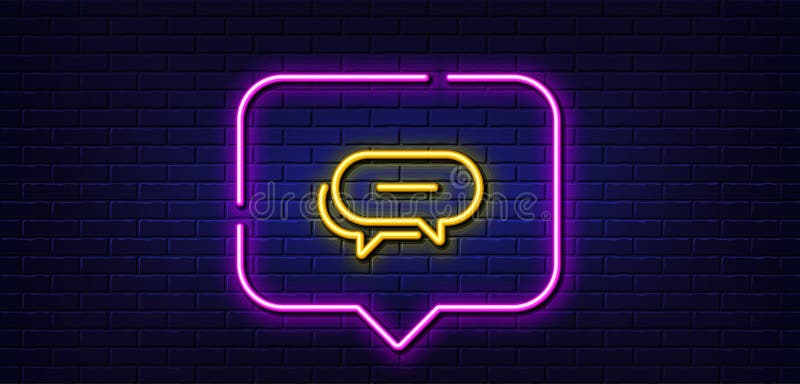 Dots Message Line Icon. Chat Comment Sign. Speech Bubble. Neon Light ...