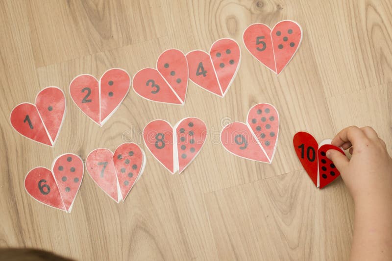 Counting heart shape game. stock image. Image of holiday - 239322305