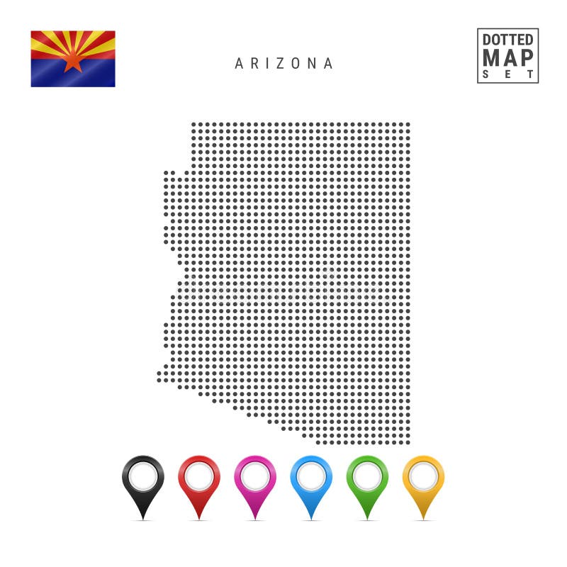 Dots Pattern Vector Map of Arizona. Stylized Silhouette of Arizona ...