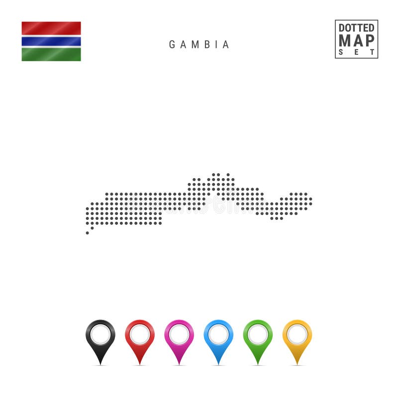 Dots Pattern Vector Map Of Gambia Stylized Silhouette Of Gambia Flag