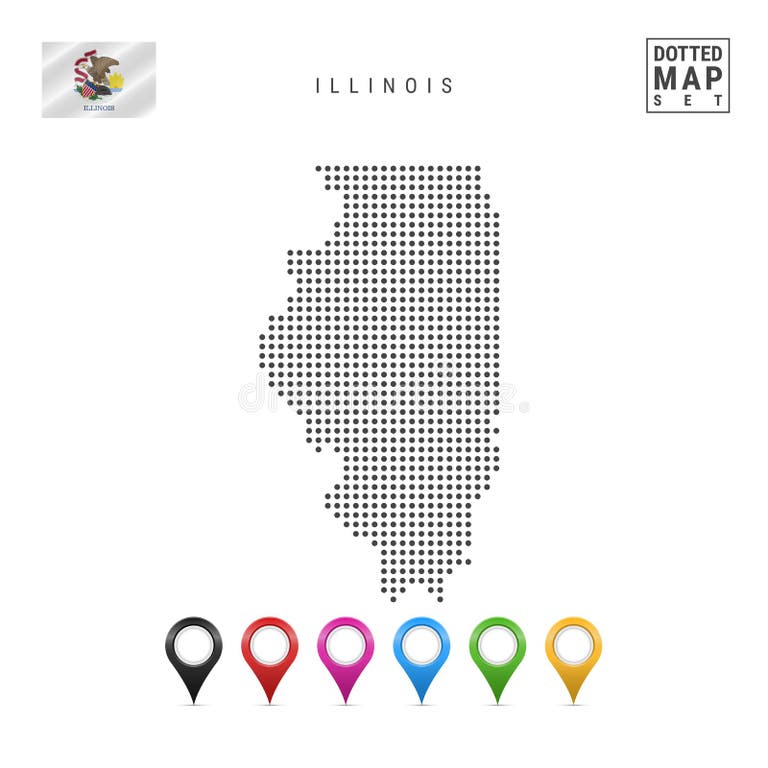 Dots Pattern Vector Map of Illinois. Stylized Silhouette of Illinois ...