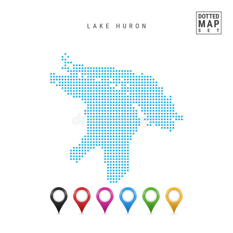 Lake Huron Dots Pattern Vector Map Stylized Silhouette Of Lake Huron