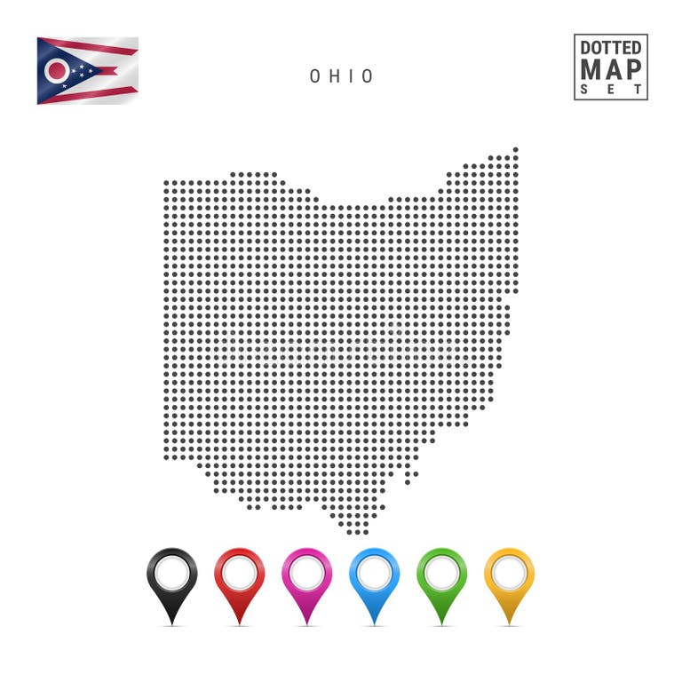 Dots Pattern Vector Map of Ohio. Stylized Silhouette of Ohio. Flag of ...
