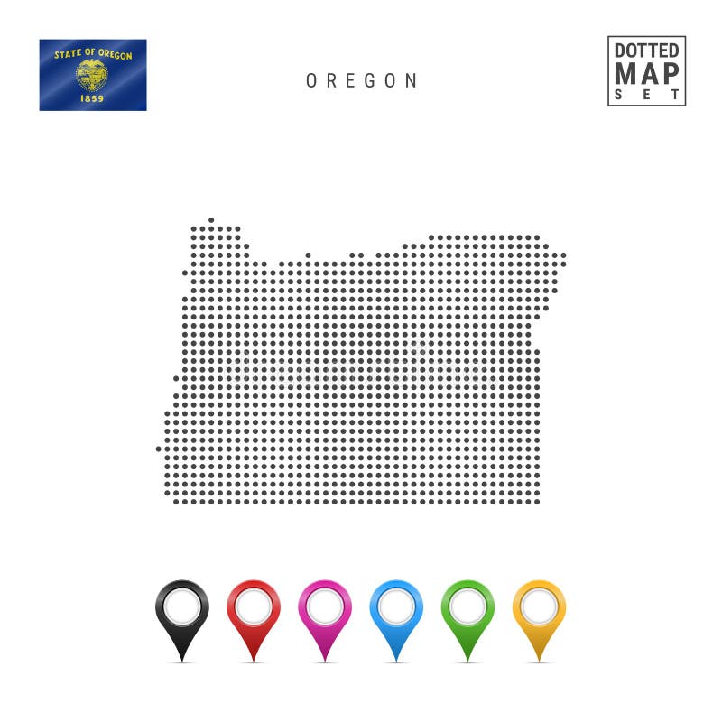 Dots Pattern Vector Map of Oregon. Stylized Silhouette of Oregon. Flag ...