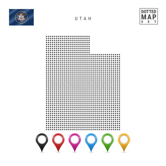 Dots Pattern Vector Map of Utah. Stylized Silhouette of Utah. Flag of ...