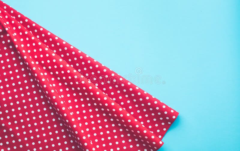 Dots Red Fabric Cloth with Blue Background. Stock Photo - Image of ...
