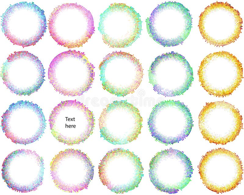 Dots Ring Overlaping Circle Arc Swirl Multicolor Shape Swirl Set Stock ...