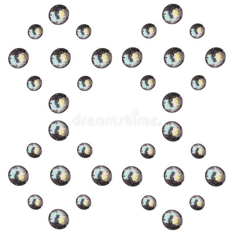Dots with Space Pattern. Watercolor Galaxy, Planets. Seamless Geometric ...