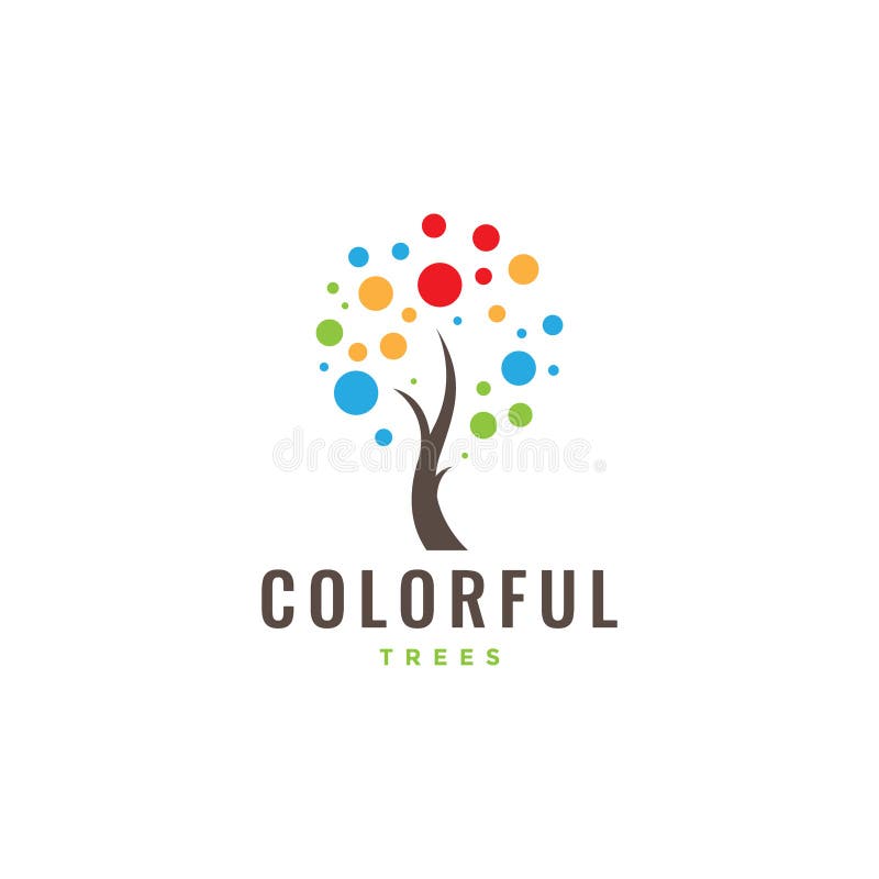 Dots Tree Plant Colorful Modern Logo Design Vector Icon Illustration ...