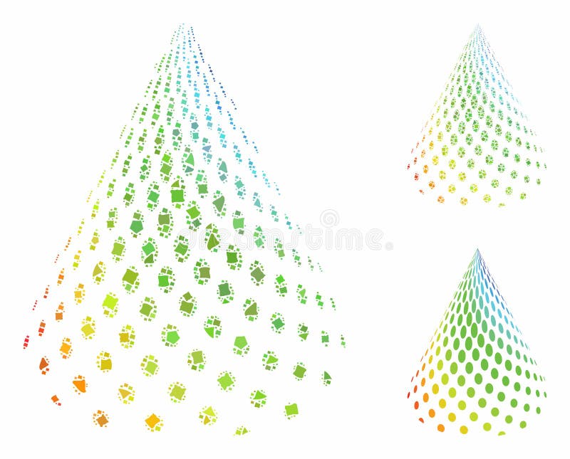 Dotted Abstract Cone Mosaic Icon of Ragged Items Stock Illustration ...