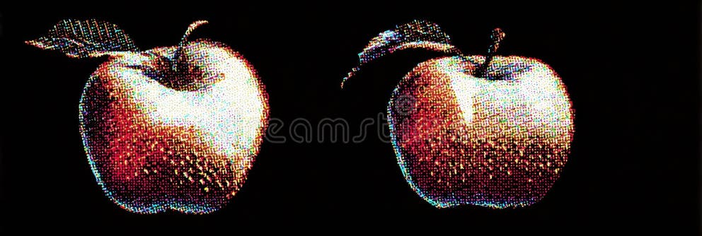 Dotted Apples with Glitchy Outlines Featuring an Open Upper Side Create ...