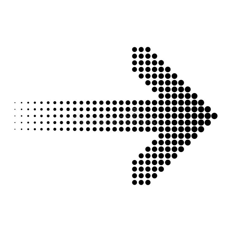 Dotted Arrow Icon. Gradual Progress Pointer. Halftone Direction Graphic ...