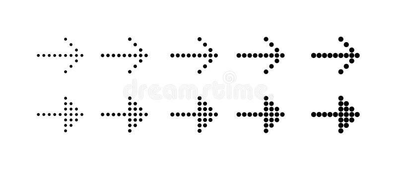 Dotted Arrows Vector Icons Set Arrow Cursor Direction Indicator Symbol