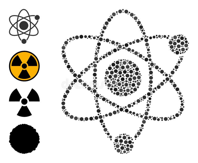 Dotted Atomic Composition of Circles and Bonus Icons Stock Illustration ...