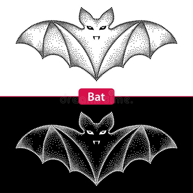 Dotted Bat in White and in Black. Halloween Traditional Symbol. Stock ...