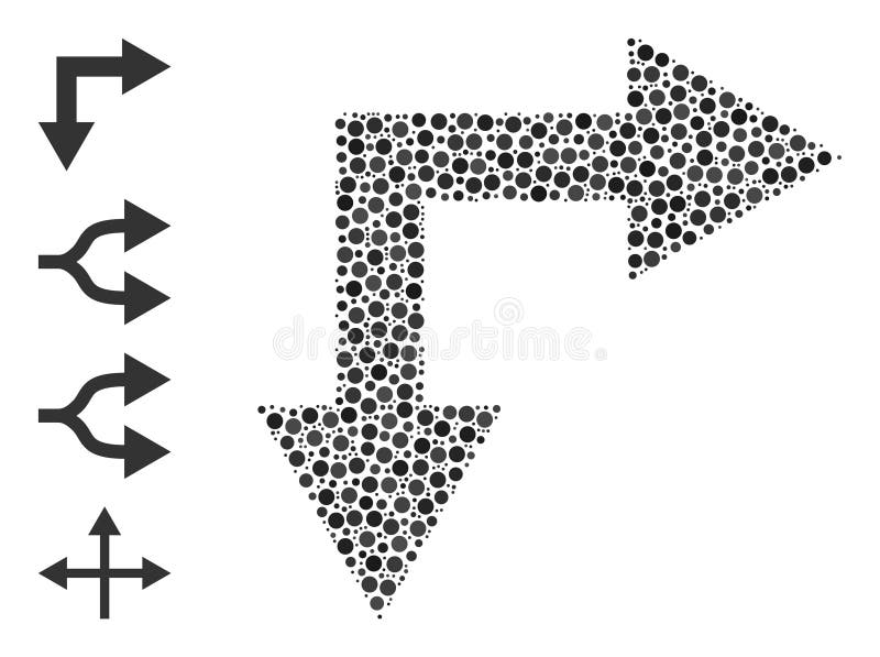 Dotted Bifurcation Arrow Right Down Mosaic of Round Dots and Other ... Dotted Bifurcation Arrow Right Down Mosaic of Round Dots and Other ...