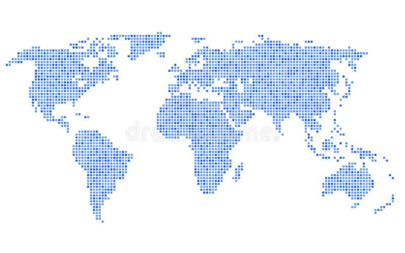 Dotted Blue World Map on White Background. Vector Stock Vector ...