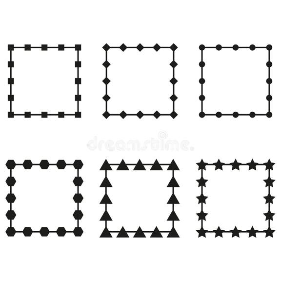 Dotted Border Frames. Dashed Line Rectangles. Vector Outline Shapes ...