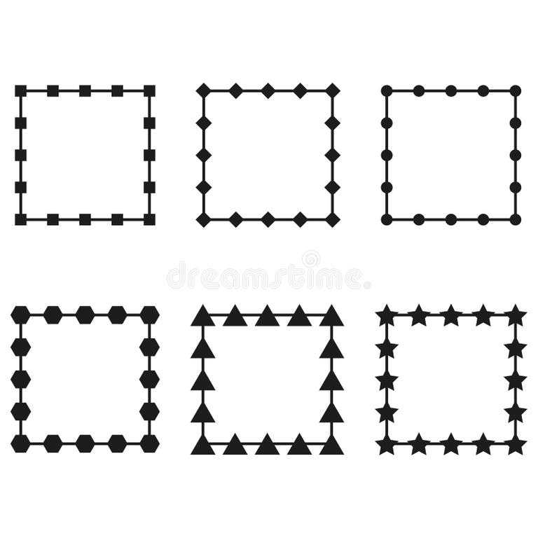 Dotted Border Frames. Dashed Line Rectangles. Vector Outline Shapes. Cutting Guide Elements ...