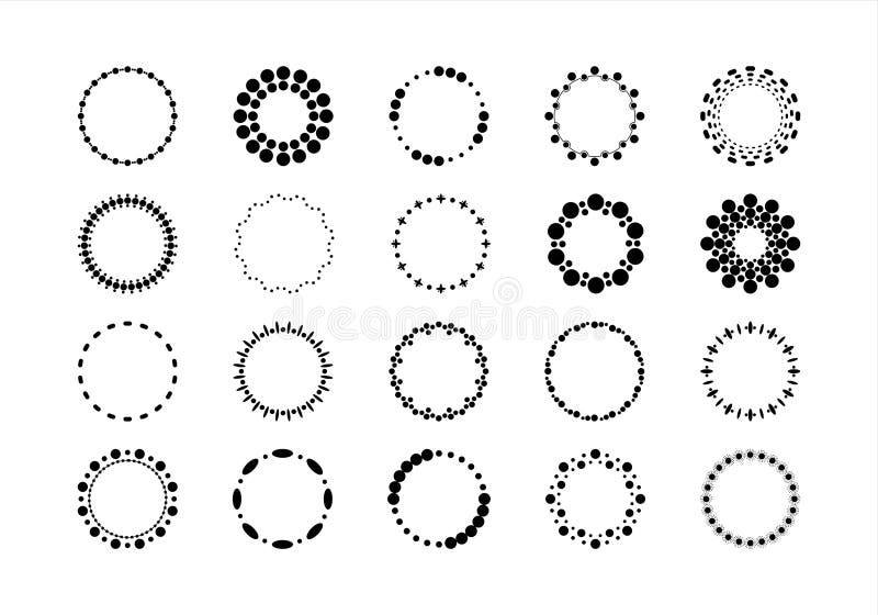 Dotted Circle Frames Element Set Stock Vector - Illustration of retro ...