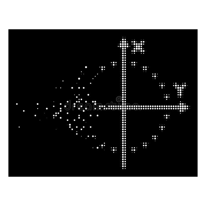 White Destructed Pixel Halftone Dotted Circle Plot Icon Stock Vector ...