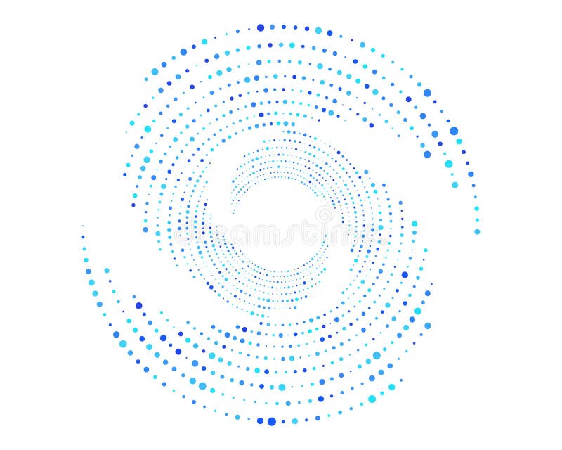 Dotted Circle Vector Element. Dots Ripple Halftone. Spiral or Twist ...