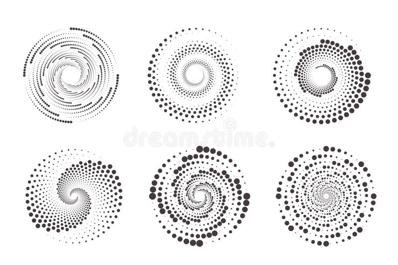 Dotted Circles Pattern. Abstract Half Tone Graphic Set. Circular ...