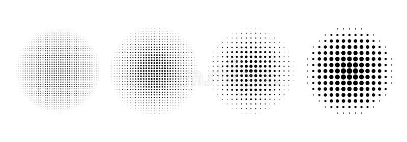 Dotted Circles Set, Round Shapes with Halftone Effect, Dot Elements ...