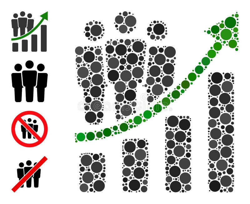 Dotted Clients Growth Chart Collage of Circles and Similar Icons Stock ...