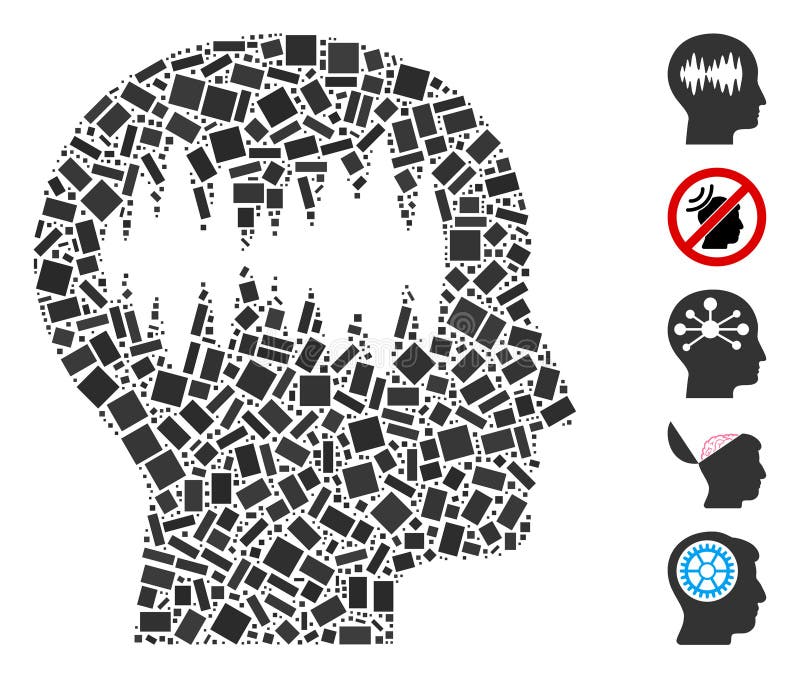 Dotted Collage Brain Waves stock illustration. Illustration of ...
