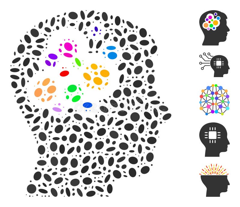 Dotted Collage Creative Brain Stock Illustration - Illustration of ...