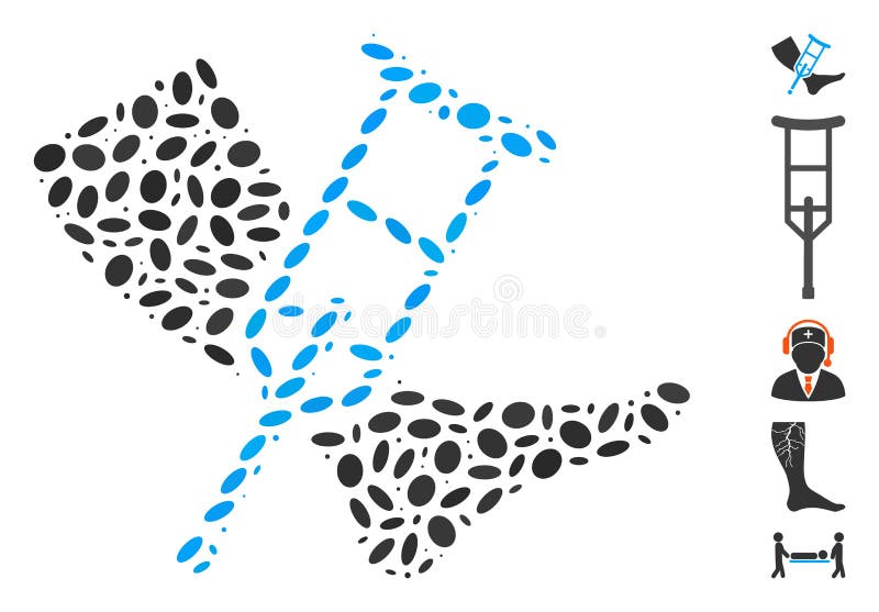 Dotted Collage Leg and Crutch Stock Illustration - Illustration of ...