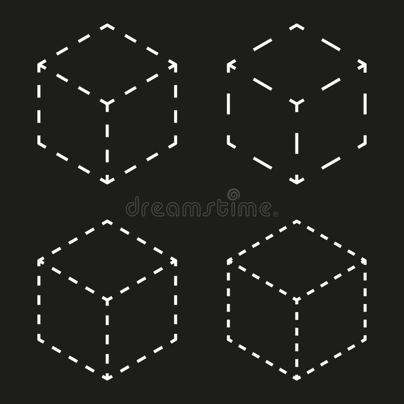 Dashed Cube Shapes Pattern Stock Illustrations – 77 Dashed Cube Shapes ...
