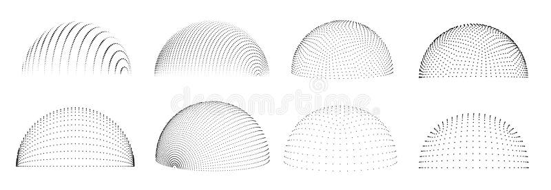 Dotted 3d Hemisphere. Dome Wireframe Dots, Geometric Half Sphere Shapes ...