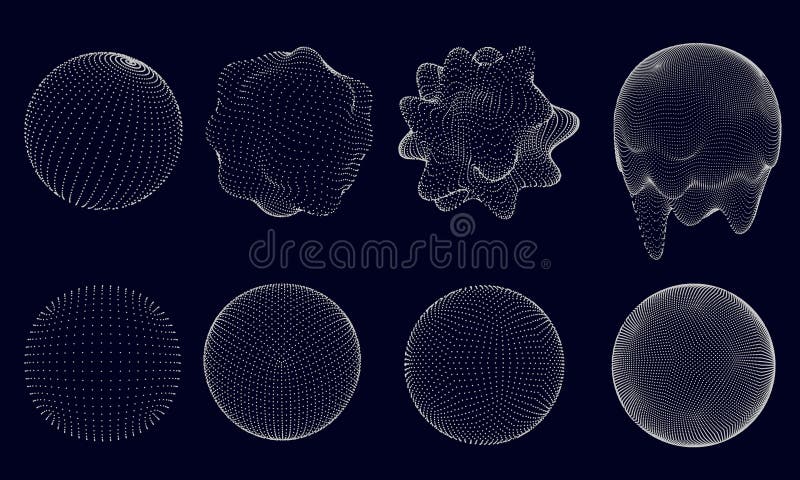 Dotted 3d Sphere. Spherical Forms, Distorted and Melted Spheres with ...