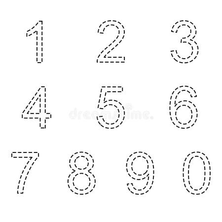 Dotted Digits from 0 To 9. Circle and Paint the Numbers Stock ...