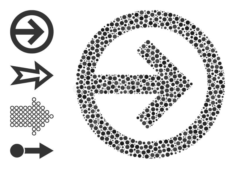 Dotted Direction Right Collage of Rounded Dots and Other Icons Stock ...