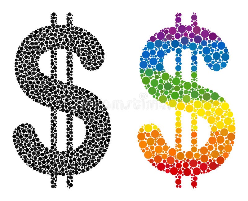 Dotted Dollar Composition Icon of Spectrum Spheric Dots Stock Vector ...