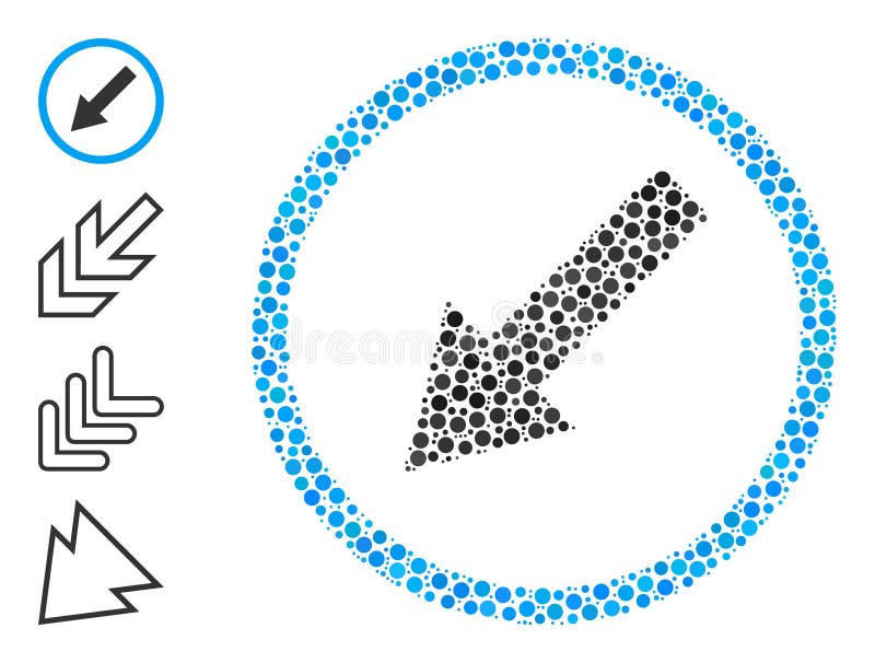Dotted Down-Left Rounded Arrow Collage of Round Dots with Other Icons ...