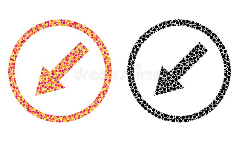 Dotted Down-Left Rounded Arrow Mosaic Icons Stock Vector - Illustration ...