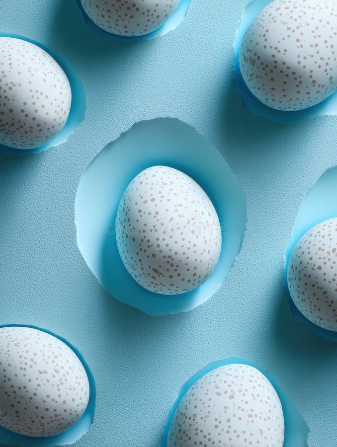 Dotted Eggshell Shapes Arranged in a Circle on a Pastel Blue Background ...