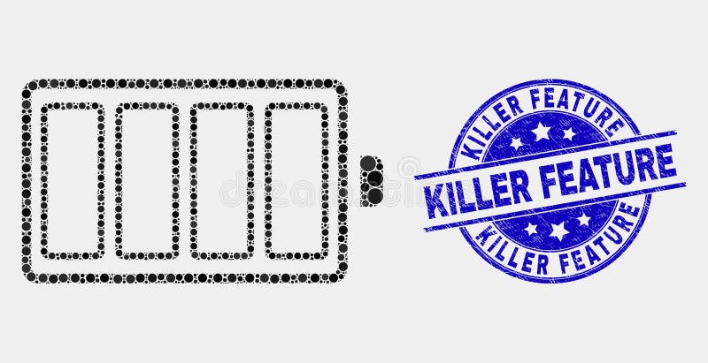 Vector Dot Electric Battery Icon and Distress Killer Feature Stamp ...