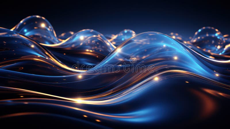 Dotted Elegance: 3D Abstract Blue Glow Waves Stock Photo - Image of ...