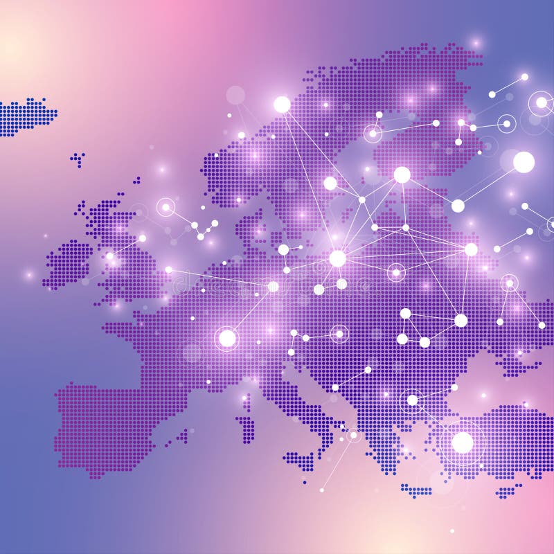 Dotted Europe Map. Geometric Graphic Background Communication. Big Data ...