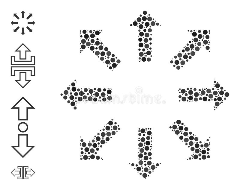 Dotted Explode Arrows Mosaic of Rounded Dots and Similar Icons Stock ...