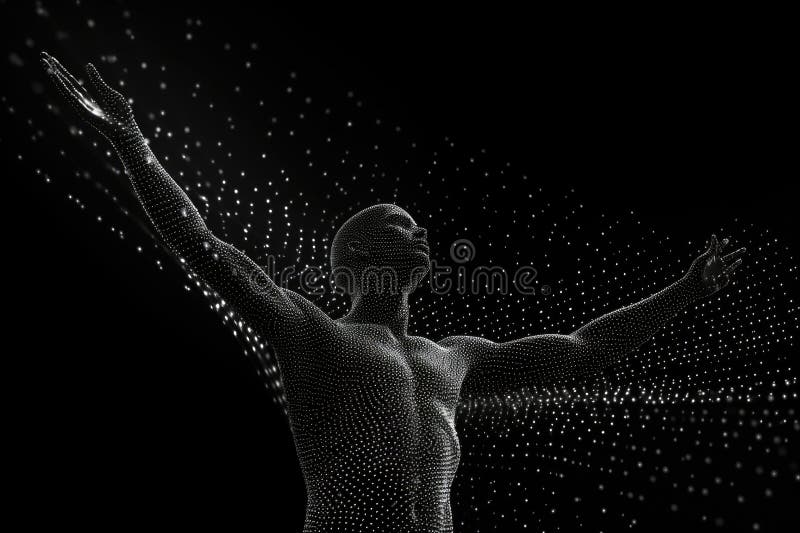 Dotted Figure of a Man on a Black Background Stock Illustration ...