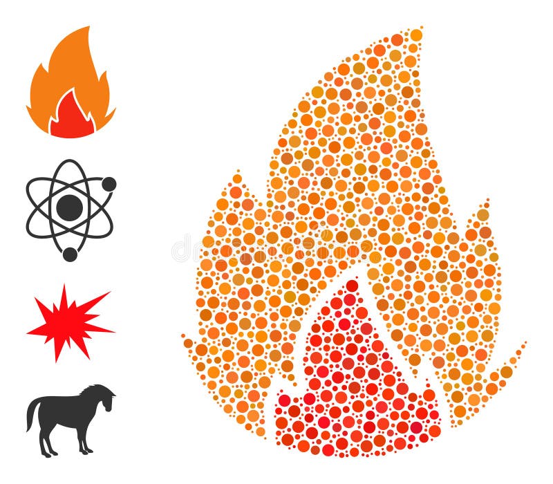 Dotted Fire Composition of Rounded Dots and Similar Icons Stock ...