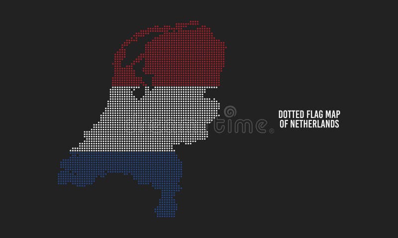 Dotted Flag Map of Netherlands Vector Illustration with Dark Background ...