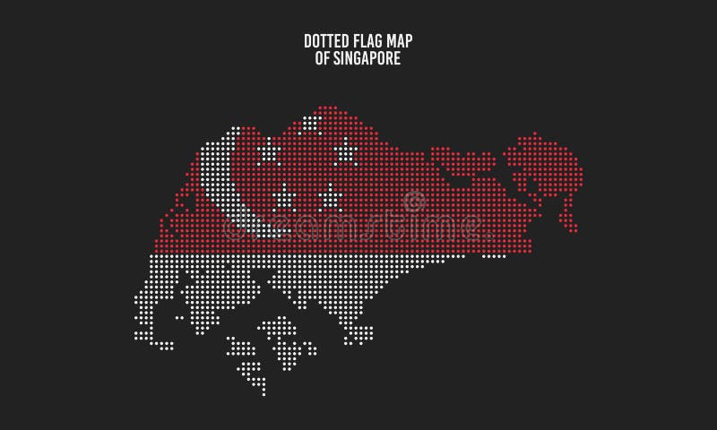 Dotted Flag Map of Singapore, Halftone Style Vector Illustration on ...