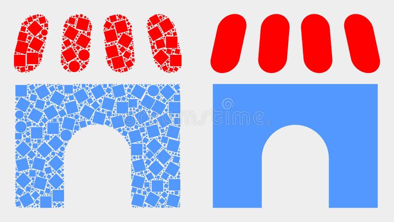 Dotted and Flat Vector Building Icon Stock Vector - Illustration of ...